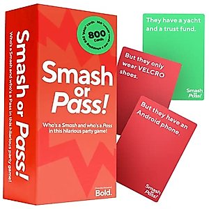 Bold. Smash or Pass: The Hilarious Game Night Adult Card Game - 3-20 Players - Fun Card Games and Party Card Game for Adults - Perfect for Girls Night, Bachelorette Party, or Strangers