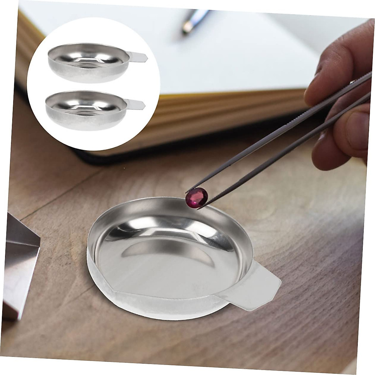 Weigh Boats 2pcs Stainless Steel Weighing Pan Laboratory Weighing Plate Weigh Gram Stainless Steel Metal Trays Plastic Jewels Aluminum Tray Household Scale Tray Weighting Gadget