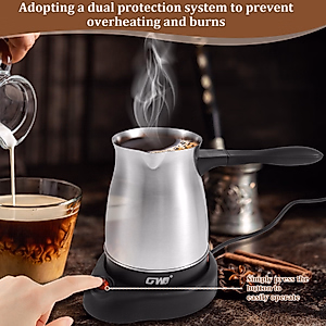 LYIYEYAN Turkish Coffee Maker, 600ml Stainless Steel 110V Turkish Coffee Machine, 5 to 6 Cups Capacity Turkish Coffee Pot, Electric Coffee Maker, Warmer Kettle with Ergonomic Handle for Home Travel