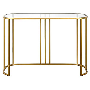 Beatrice 44'' Wide Oval Writing Desk in Brass