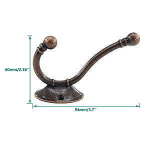 Ulifestar 5 Pack Coat Hooks Wall Mounted, Metal Hooks for Hanging Coats Towels Keys Plants Clothes Bags,Waterproof Rustic Shower Hanger Hooks for Garage Kitchen Bathroom with Screws (Red Copper)