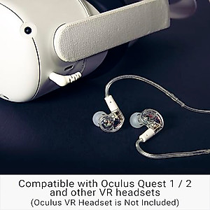 MEE audio M6 VR Multiplatform in-Ear Earphones with Headset Microphone for PS5, Xbox, Nintendo Switch, PC; Also Includes Short Cable and mounting Bracket for Oculus Quest and Other VR Gaming Headsets