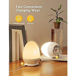 MediAcous Night Lights for Kids Room, Baby Night Light with Stable Charging Pad, Dimmable Kids Night Light with 1H Timer & Touch Control, ABS+PC LED Egg Lamps for Breastfeeding, Up to 200H