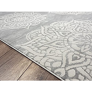Dream Home | Farah Collection | Grey Medallion Polypropylene Indoor Area Rug, 3' x 5'