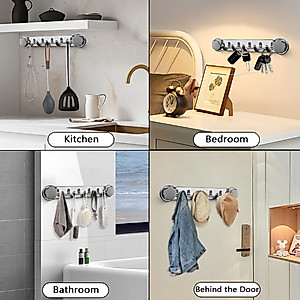 SEILETOO 2PCS Suction Cup Hooks for Shower, Waterproof No Drill Hook, Removable Reusable Stainless Steel Shower Hooks for Loofah, Kitchen, Glass Door, Window, Mirror, Smooth Tile