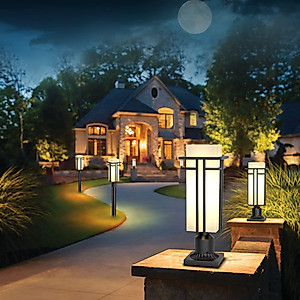 Yoenecea Outdoor Post Light Fixture - Aluminum Lamp Posts Outdoor Lighting, Outdoor Lightpost Lantern with 3-Inch Pier Mount Base Outside Pole Lighting for Porch Garnden (22''H, 1 pc)