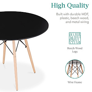 Best Choice Products 5-Piece Dining Set, Compact Mid-Century Modern Table & Chair Set for Home, Apartment w/ 4 Chairs, Plastic Seats, Wooden Legs, Metal Frame - Black/Oak