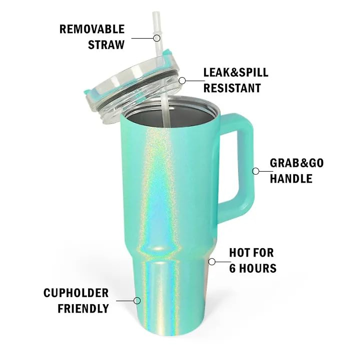 Icesip 20 Pcs 40 oz Sublimation Tumbler Blank Stainless Steel Tumblers Sublimation Cups With Mix Color Handle Travel Mug Bulk DIY Gift