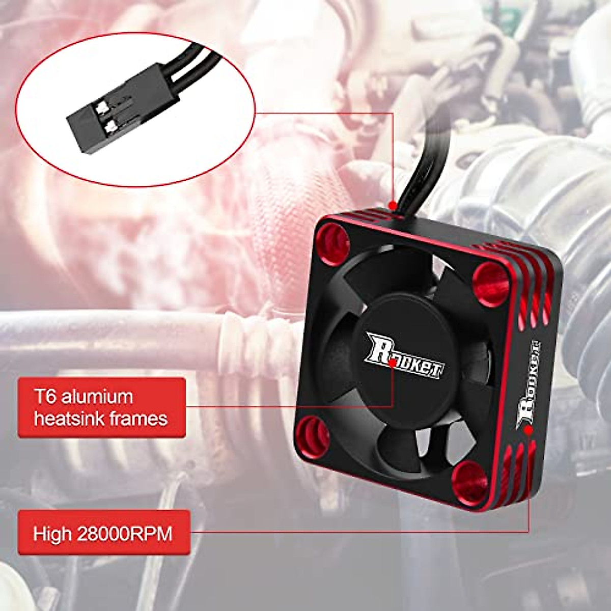 Motor Cooling Fan 30mm RC Model Heatsink 28000RPM ESC Cooling Fan for RC Car 1/8 1/10 1/12 Scale 540 550 Brushless Motor (Black+Red)