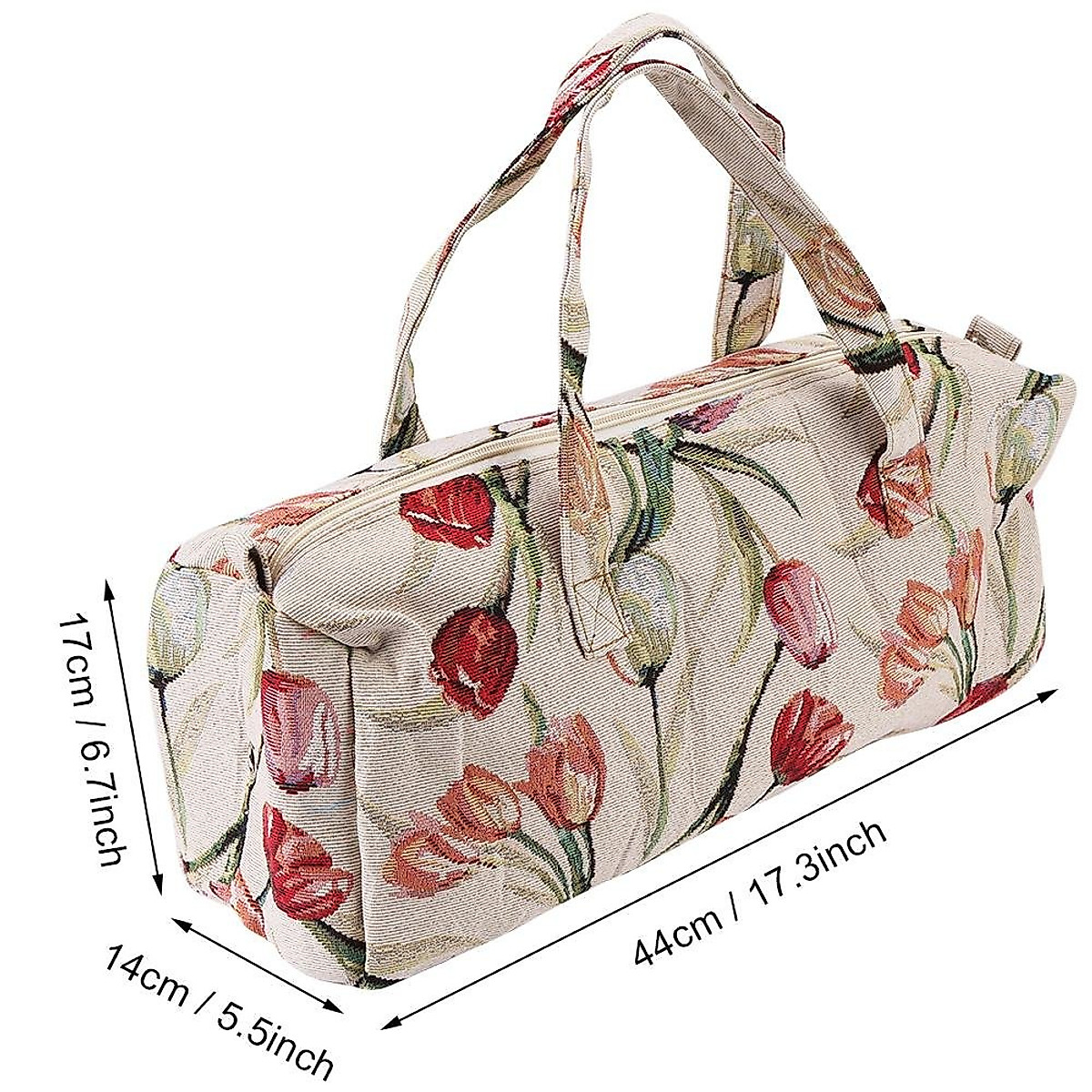 Knitting Bag, Household Fabric Knitting Yarn Storage Bag Tote Organizer for Sewing Tools and Accessories Storage (# 2) (Red Flower)