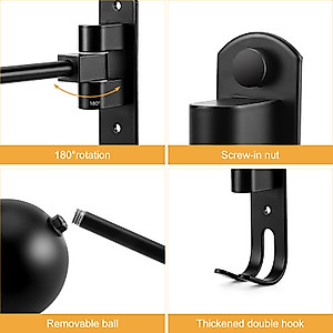 PAHTTO Motorcycle Helmet Holder, Helmet Rack Wall Mount 180 Degree Rotation Helmet Hanger with Double Hook for Coats, Caps, Hats, Motorcycle Accessories