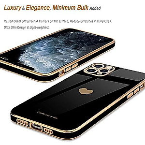 Teageo for iPhone 11 Pro Case for Girl Women Cute Love-Heart Luxury Bling Plating Soft Back Cover Raised Full Camera Protection Bumper Silicone Shockproof Phone Case for iPhone 11 Pro, Black