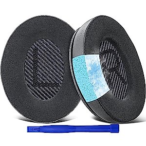 SoloWIT Cooling-Gel Ear Pads Cushions Replacement, Earpads for Bose QuietComfort 35 (QC35) and Quiet Comfort 35 II (QC35 II) Over-Ear Headphones, Noise Isolation Foam - Black