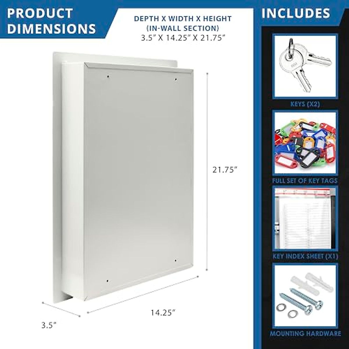 Barska CB13534 Key Lock 100 Position in Wall Adjustable Key Cabinet Lock Box Flange Gray,Grey