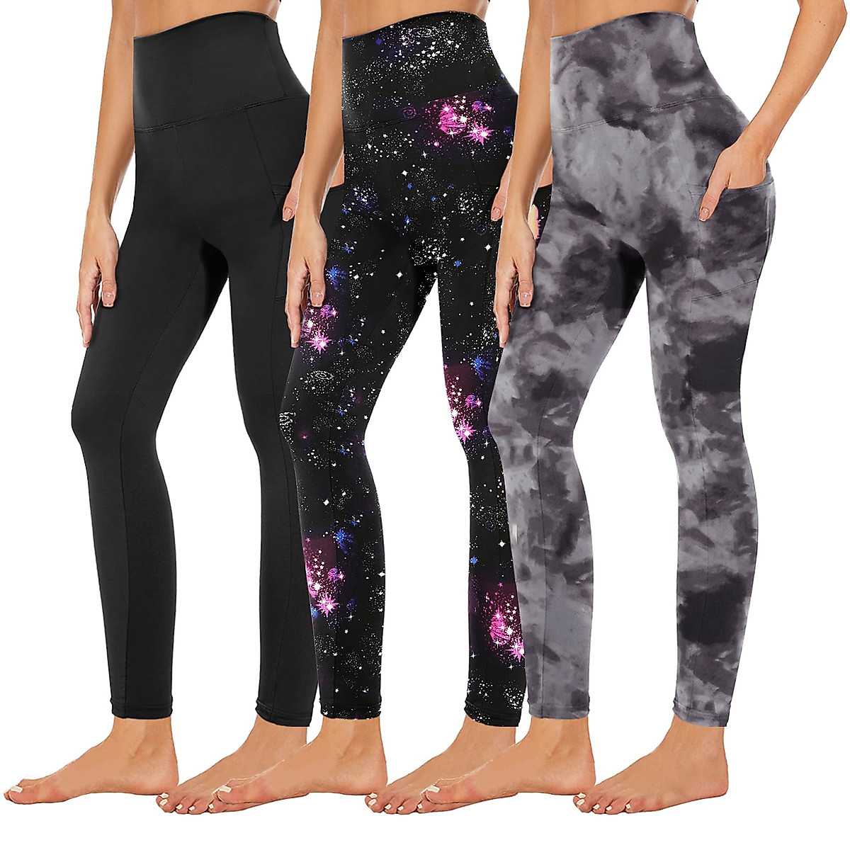 QGGQDD 3 Pack Black High Waisted Leggings for Women - Soft Workout Yoga Athletic Leggings