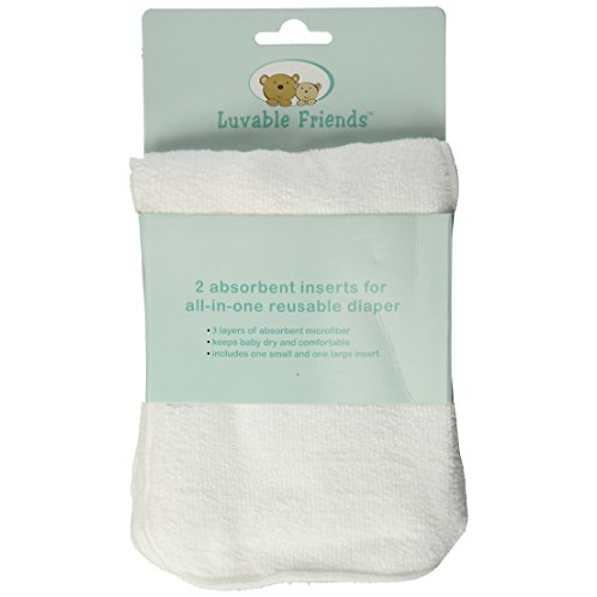 Luvable Friends 2 Count Absorbent Inserts for All-in-One Reusable Diaper, White
