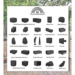 Porch Shield Fire Pit Cover - Waterproof 600D Heavy Duty Round Patio Fire Bowl Cover Black - 50 inch