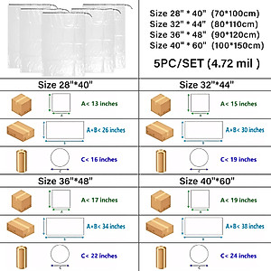 Aoketo 28 x 40 inches Extra Large Clear Drawstring Plastic Storage Bags, Multi-Purpose for Storage and Household Organizing Reusable Bags, Perfect for DustProof, MoistureProof (5 Pack, 4.72 Mil, Flat)
