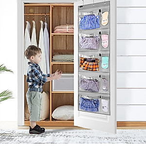 ANZORG Weekly Kids Clothes Organizer Day of Week School Clothing Storage Monday to Friday Hanging Closet Organizer (Grey)