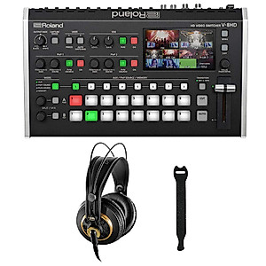 Roland V-8HD HDMI Video Switcher with AKG K-240 Studio Pro Headphones & 10-Pack Straps Bundle