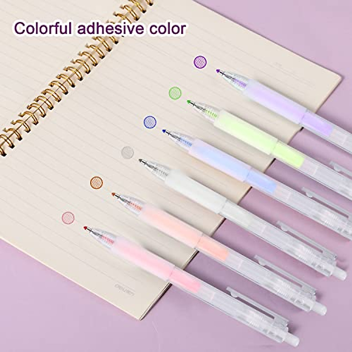 6pcs Dry Liquid Glue Glue Pens, Colorful Sticky Glue Glue Pens Quick Dry Glue Pens for Scrapbooking Fabric Card Making and Crafts (6 Colors)