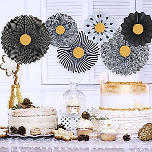 Retirement Party Decorations Supplies, Black and Gold Happy Retirement Banner, Folding Paper Fans, Sparkling Star Garlands, Star Shape Foil Balloons