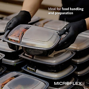 Microflex MidKnight MK-296 Disposable Nitrile Gloves for Automotive w/Full Texture - X-Small, Black (Case of 1000)