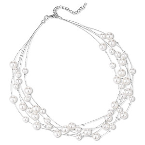 FULU AUTUMN Layered Pearl Necklace Multi-strand Pearl Choker Necklaces for Women Beaded jewelry for Wedding Parties(White)