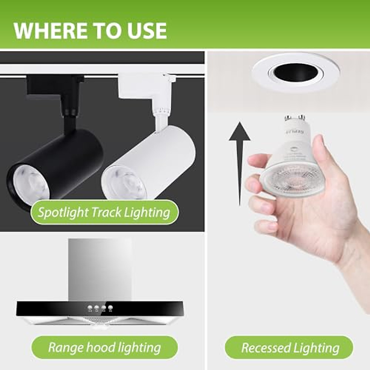 12-Pack GU10 LED Bulbs 6W, Dimmable, 3000K Soft White 582LM, Replacement 50W Halogen Light Bulb for Spotlight Track&Recessed Lighting,No Flickers