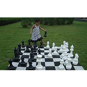 MegaChess Large Chess Pieces and Large Chess Mat - Black and White - Plastic - 12 inch King