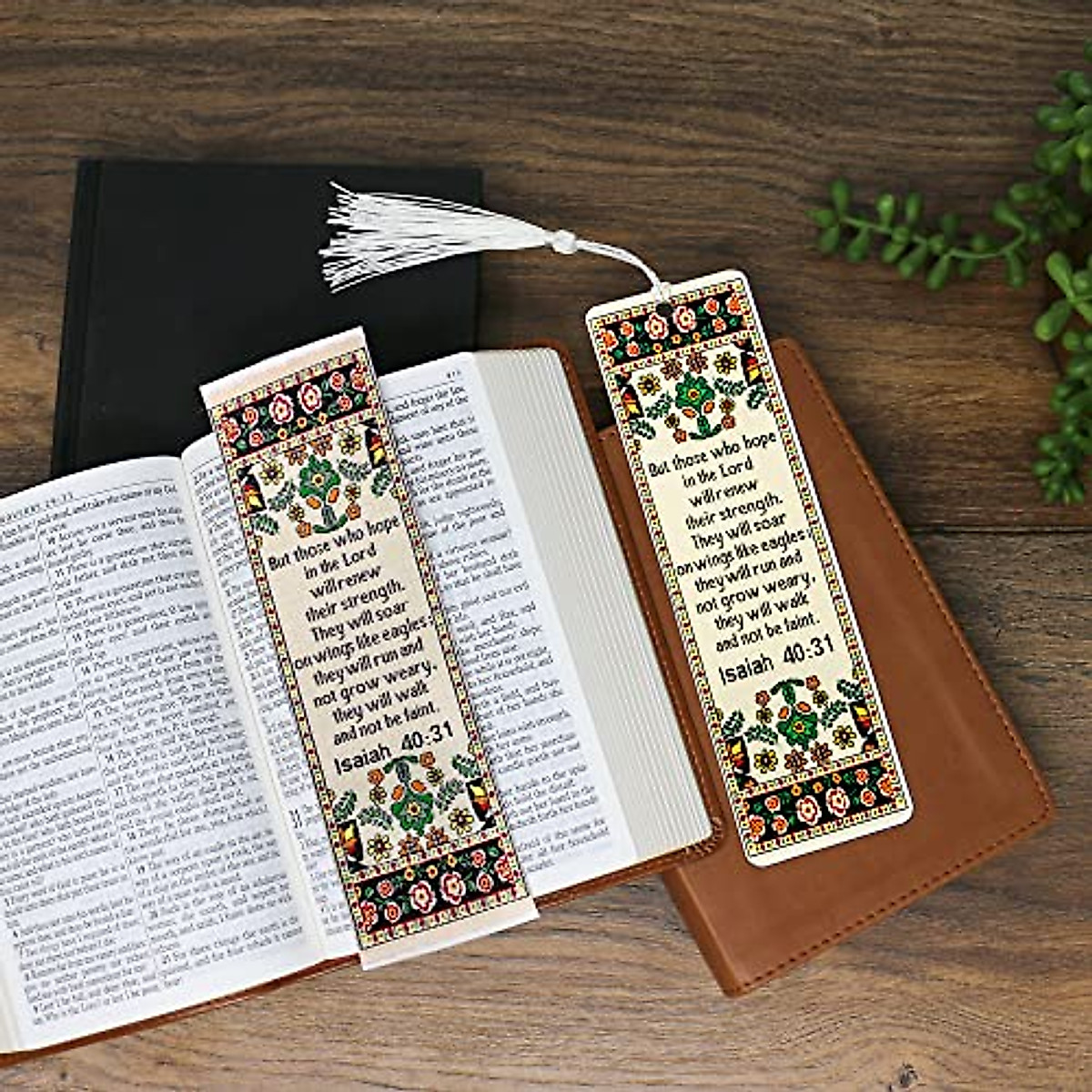 Fabric Bible Bookmark with Bonus Tassel Bookmark - Isaiah 40:31: Those Who Hope in The Lord Bible Book Markers - Christian Bookmarks for Women & Men - Religious Bookmarks - Christian Gifts for Women