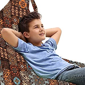 Lunarable Talavera Lounger Chair Bag, Hispanic Tile Motifs Vintage Design Mosaic Ornamental Swirls Image, High Capacity Storage with Handle Container, Lounger Size, Multicolor