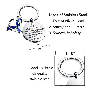 FUSTMW Colon Cancer Awareness Gifts Colon Cancer Gifts Keychain Colon Cancer Ribbon Survivors Support Gifts Fight Cancer Gifts I am The Storm (silver)