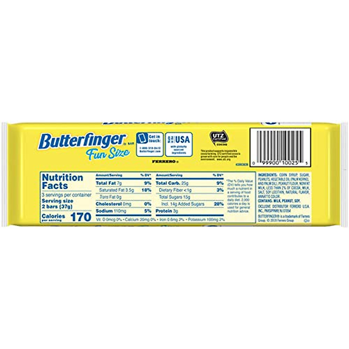 Butterfinger Fun Size Bars 6 Pack Tray, 3.9 oz