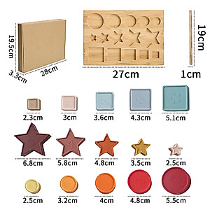 ibwaae Soft Silicone Stacking Toys Set 15 Pcs Natural Rainbow Color Nesting Cups and Silicone Stacking Cups Montessori Toy for Baby（Wooden Base）