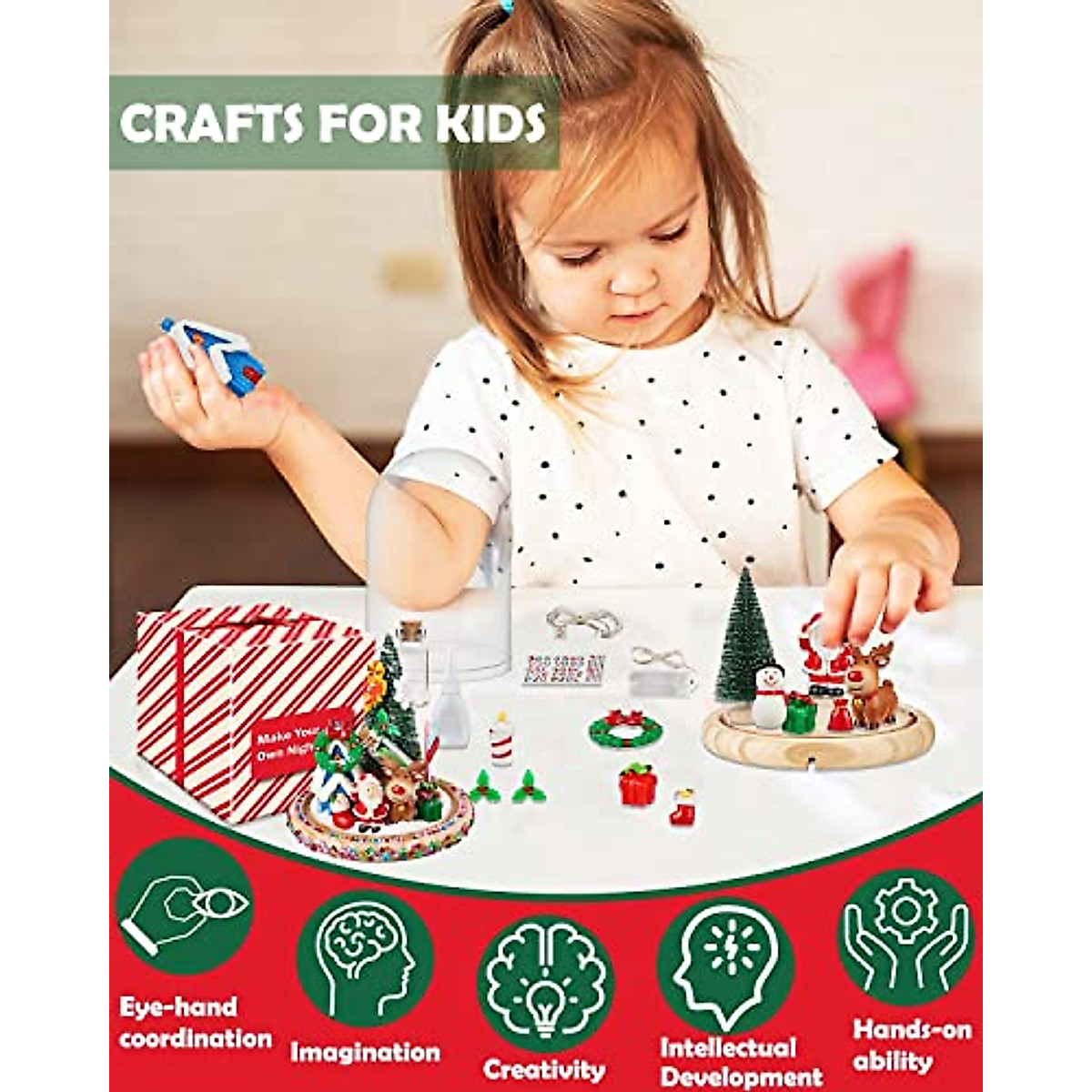 Christmas Gifts, Make Your Own Night Light DIY Arts and Crafts for Kids 4 5 6 7 8 Year Old Girls Christmas Stocking Stuffers, Xmas Tabletop Decoration Women Room Decor Nightlight Toys