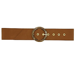 FASHIONGEN - Women's genuine Italian suede leather belt for dress, made in France, ANETTE - Camel, S-M