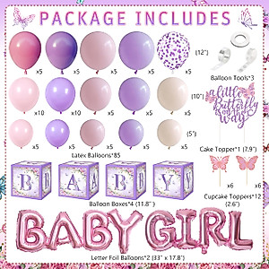 Butterfly Baby Shower Decorations for Girls A Little Butterfly Is On The Way Party Backdrop Butterfly Cake Toppers Stickers Pink Purple Balloons Baby Boxes for Girl Birthday Baby Shower Decor