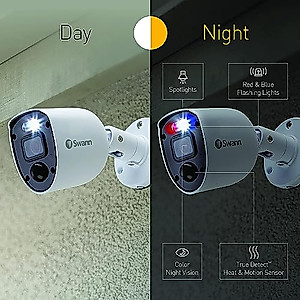 Swann Home DVR Security Cam System with 2TB HDD, 16 Channel 12 Camera, 1080p Video, Indoor or Outdoor Wired Surveillance CCTV, Color Night Vision, Heat Motion Detection, LED Lights, 16468012