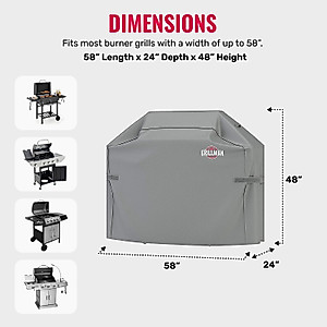 Grillman Top Heavy Duty Large Grill Cover, 58x24x48 inches, Tan (Outdoor-grill-covers, Weber Spirit, Genesis, Charbroil, etc.)