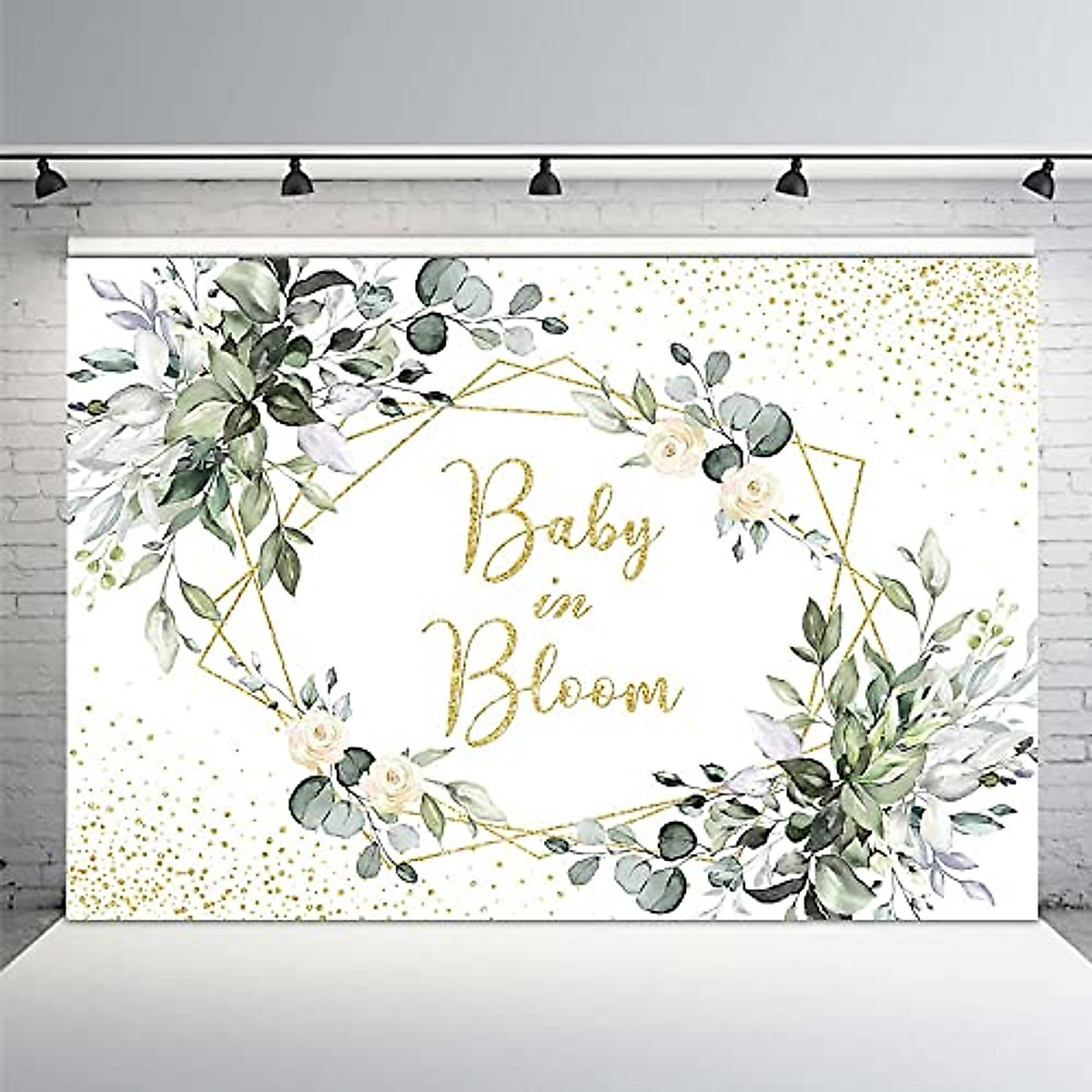 MEHOFOND Baby in Bloom Backdrop Eucalyptus Leaves Baby Shower Decorations Banner White Floral Baby Shower Supplies Photography Background Cake Table Decor Banner Photo Booth Prop Vinyl 7x5ft