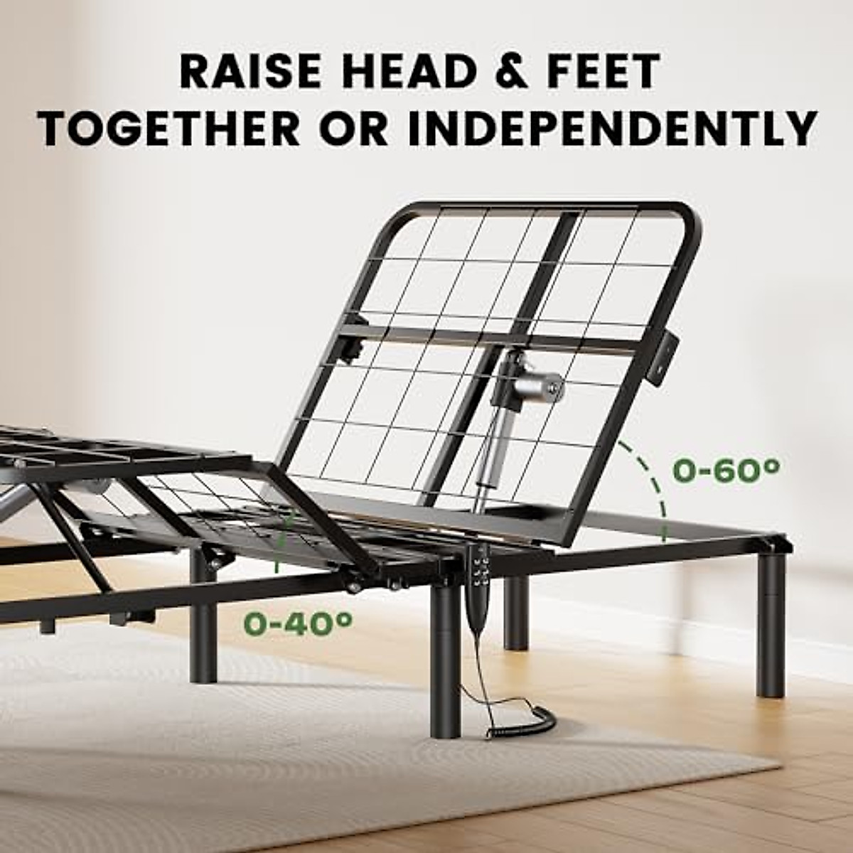 Marsail Twin XL Adjustable Bed Base Frame, 3 Options Heights 8" 10" 13" Head and Foot Incline, 4 USB Ports and 5 Min Assembly for Lounging, Reading, Reduce Snoring and Acid Reflux