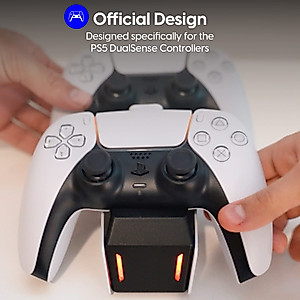TALK WORKS PS5 Controller Charger Station for PlayStation 5 - Fast Charging Dock Stand with Dual Detachable USB C Adapters