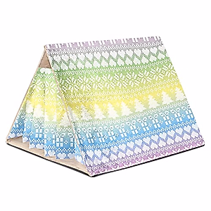 enheng Small Pet Hideout Christmas Tree Snowflake Colorful Hamster House Guinea Pig Playhouse for Dwarf Rabbits Hedgehogs Chinchillas