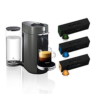 Nespresso VertuoPlus Deluxe Coffee and Espresso Machine by De'Longhi, Titan, with Vertuoline Variety Pack Coffees included
