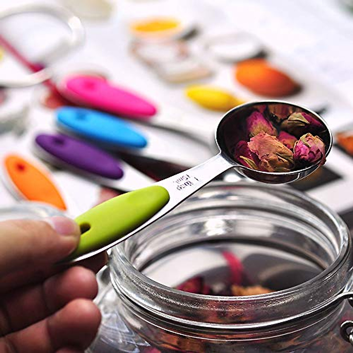 Fsdifly-Stainless Steel Measuring Spoons 5 Piece Stackable Set - Measuring Set for Cooking and Bakin (A)