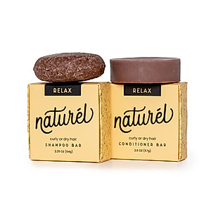 Naturel Relax Moisturizing Shampoo and Conditioner Set with Argan Oil and Colloidal Oatmeal for Curly, Wavy, Dry, or Frizzy Hair - Vegan, Made in USA