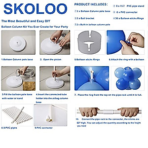 SKOLOO Balloon Column Stand Kit for Floor, 5 Feet Balloon Column Kit, Set of 2, Balloon Tower Assembly Kit for Wedding Birthday Graduation Party Event Supplies Decoration