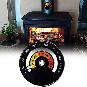 UXZDX CUJUX Magnetic Stove Thermometer Heat Powered Temperature Gauge for Log Stove Burner Fireplace Fan (Color : Black, Size : 63x8.5mm)