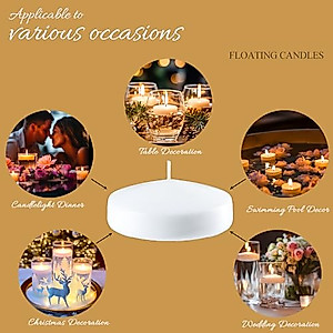 TRIRITE 24pcs 3in White Floating Candles for Centerpieces, Unscented Floating Water Candles for Dinner Candle, Cotton Wick Candlefloating for Wedding & Party Accessory (3in,24pcs)